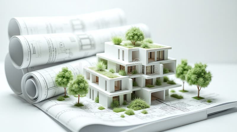 Architectural Model Sustainable Building Design Green Rooftops Stock ...