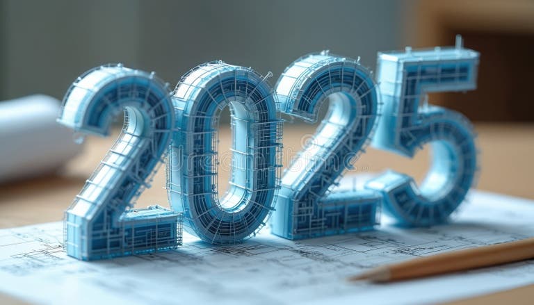 Architectural Model of Year 2025 Crafted from Blueprint Designs on ...