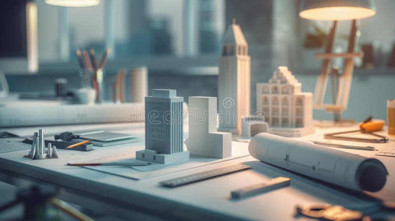 The Architectural Models on Desk. AI Generated Stock Photo - Image of ...