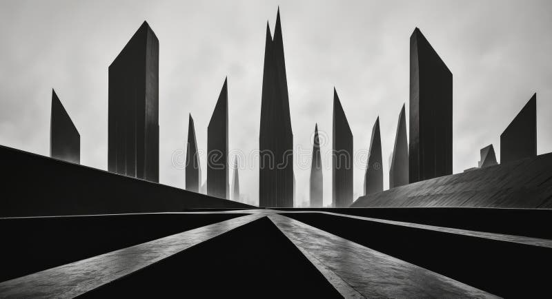 Architectural Monoliths. a Black and White Study of Geometric Urban ...