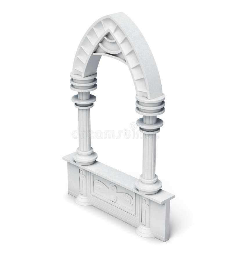 Architectural Objects Columns Arches on White Background. 3d Rendering ...