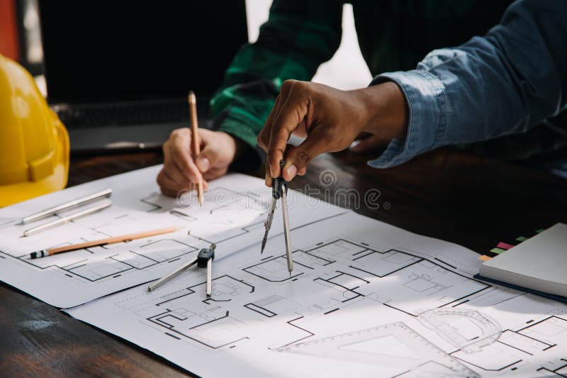 Architectural Office Desk Background Construction Project Ideas Concept ...