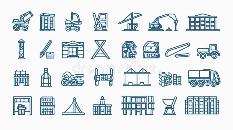 Architectural Outline Icons Set for Construction Projects and Building ...