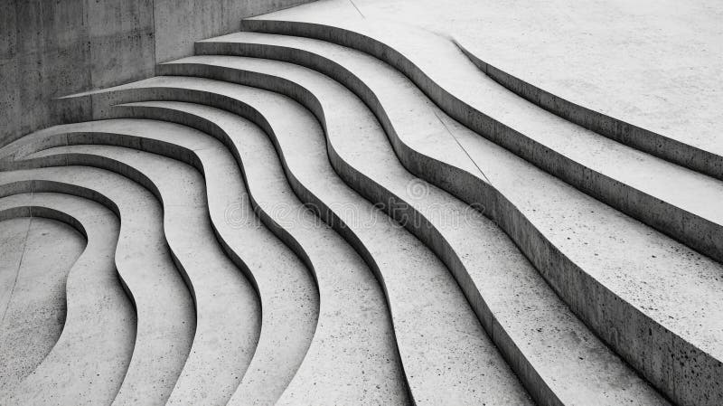 Architectural Patterns of Curved Concrete Steps in a Minimalist Space ...