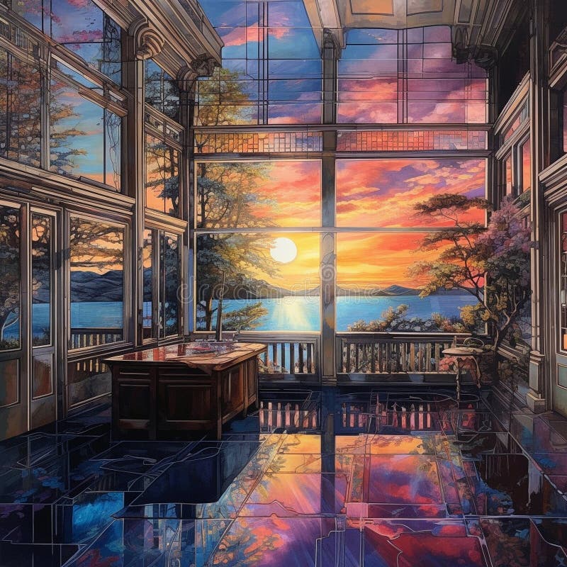 Architectural Perspective of the Library. Clear Lines, Bright Colors ...