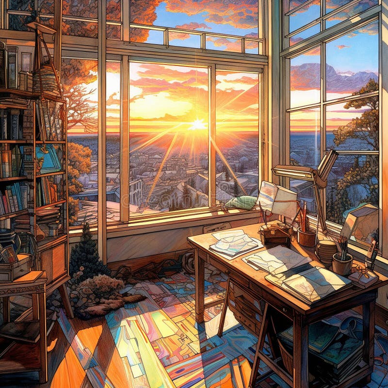 Architectural Perspective of the Library. Clear Lines, Bright Colors ...