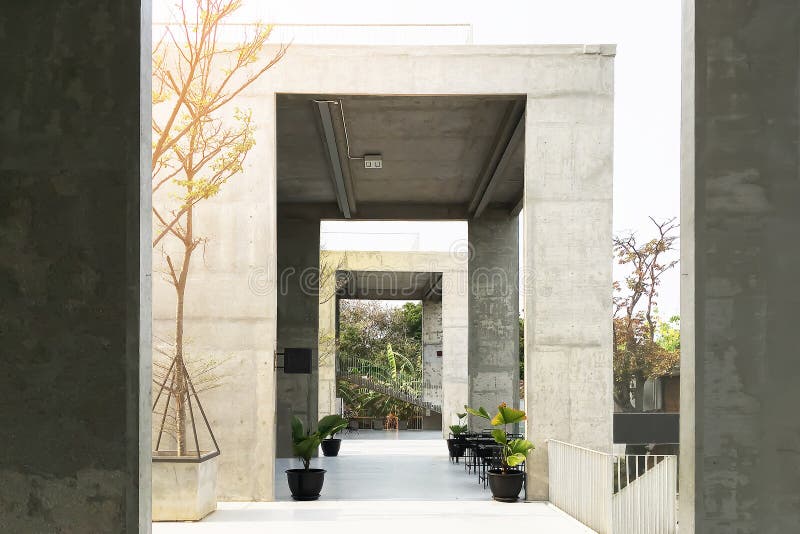 Outdoor Corridor Of Architecture Perspective Stock Image - Image of ...