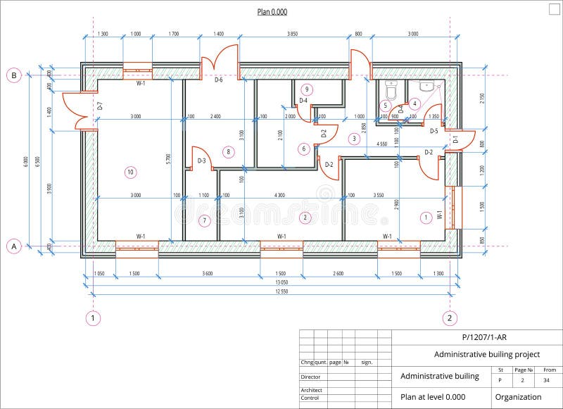 Architectural Plan of the Administrative Building. Color Version with ...