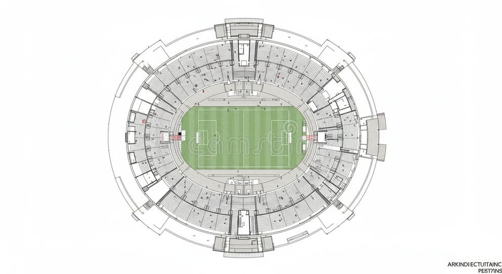 Architectural Plan of a Circular Stadium Featuring a Central ...