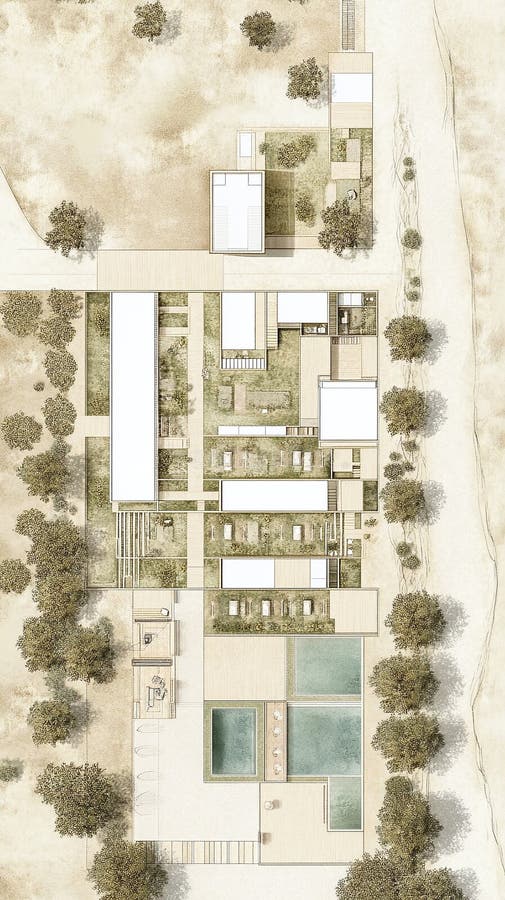 Architectural Plan of a Countryside Estate with Multiple Guesthouses ...