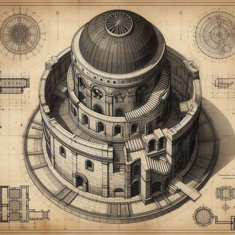 Blueprint of Medieval Stargazing Facility Stock Illustration ...