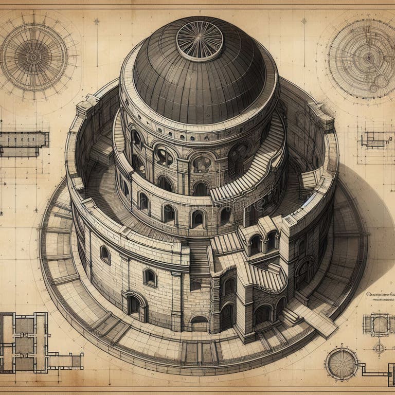 Blueprint of Medieval Stargazing Facility Stock Illustration ...