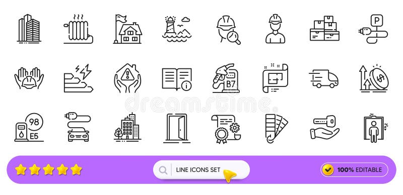 Architectural Plan, Inspect and Construction Document Line Icons for ...