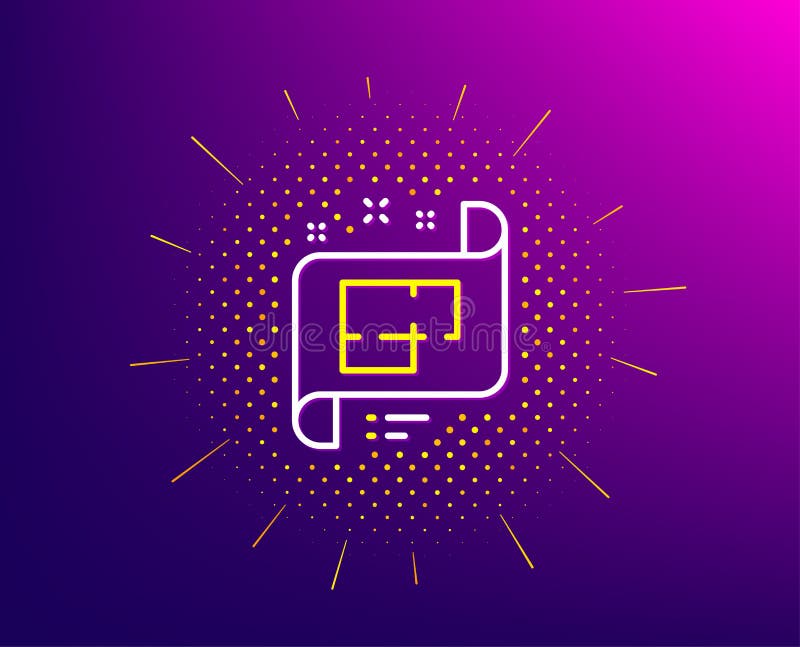 Architectural Plan Line Icon. Technical Project Sign. Vector Stock ...
