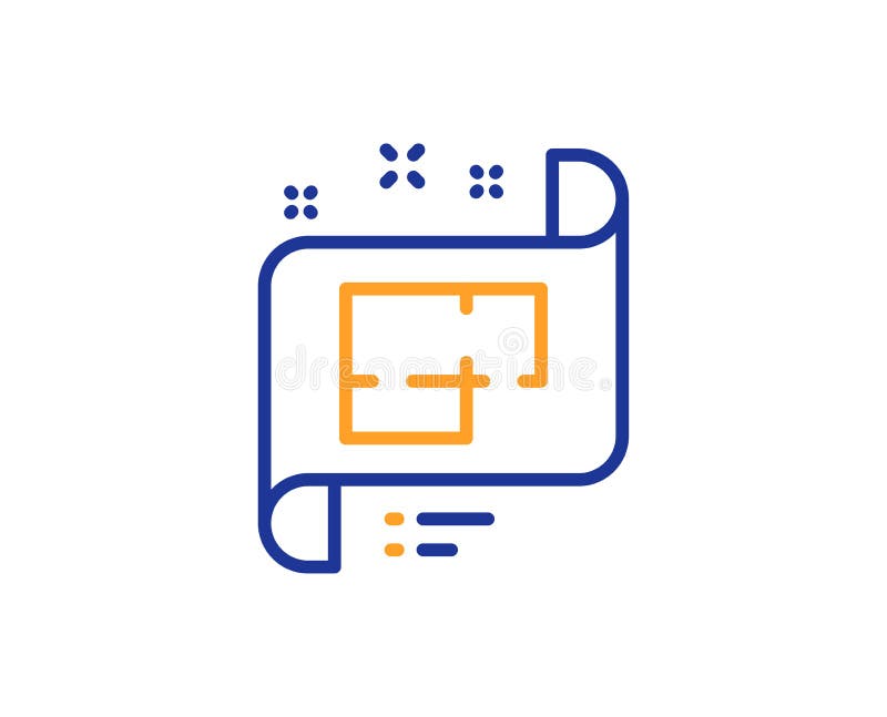 Architectural Plan Line Icon. Technical Project Sign. Vector Stock ...