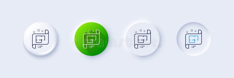 Architectural Plan Line Icon. Technical Project Sign. Line Icons ...