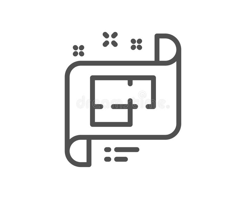 Architectural Plan Line Icon. Technical Project Sign Stock Vector ...