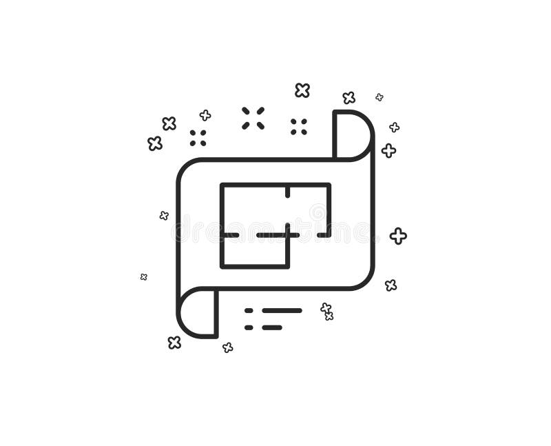Architectural Plan Line Icon. Technical Project Sign. Vector Stock ...