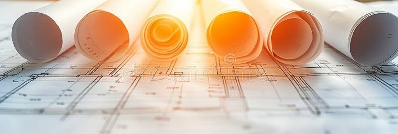 Architectural Plan and Technical Project Drawing on Rolled Paper for ...