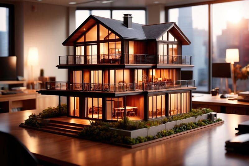 Architectural Planning and Design, Model of House on Table in Modern ...