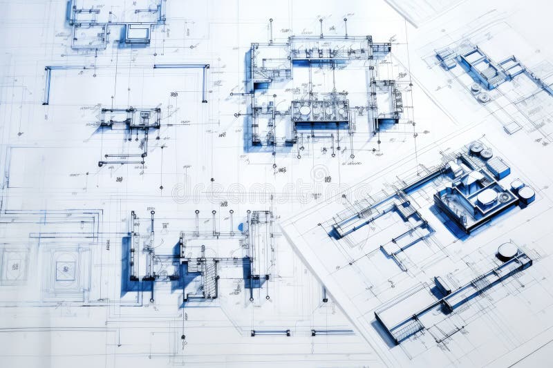 Architectural Plans Laying on Top of Paper Stock Photo - Image of ...