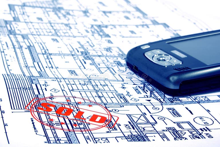 Architectural Plans with PDA Stock Photo - Image of engineer ...