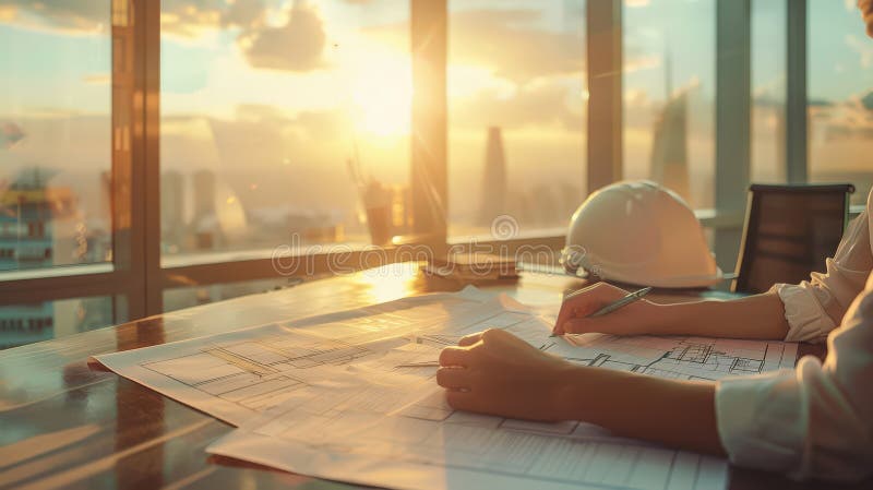 Architectural Plans: Sunset Views from a Modern Office with a ...