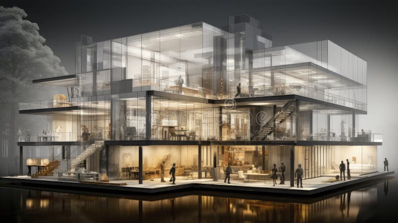 Architectural Project Background. Floor Plan with Construction Sketch ...