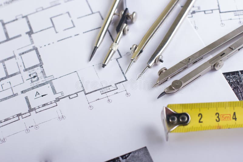 Plans and engineering stock photo. Image of compass, contracting - 5671902