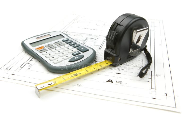 Architectural Project Concept with Tape Measure and Calculator on ...