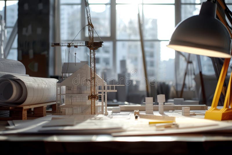 Architectural Project Development Concept with Mining Lamp in ...