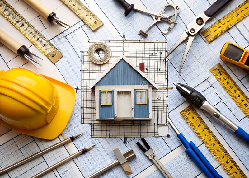 Architectural Project with Different Tools Assortment Stock ...