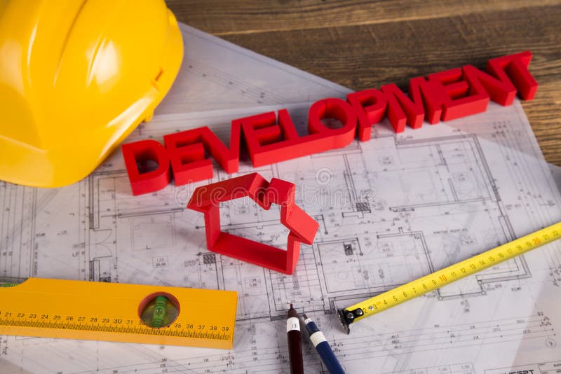 Architectural Project, House Under Construction Concept Stock Photo ...