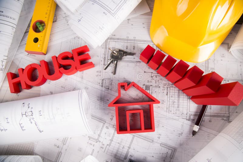 Architectural Project, House Under Construction Concept Stock Photo ...