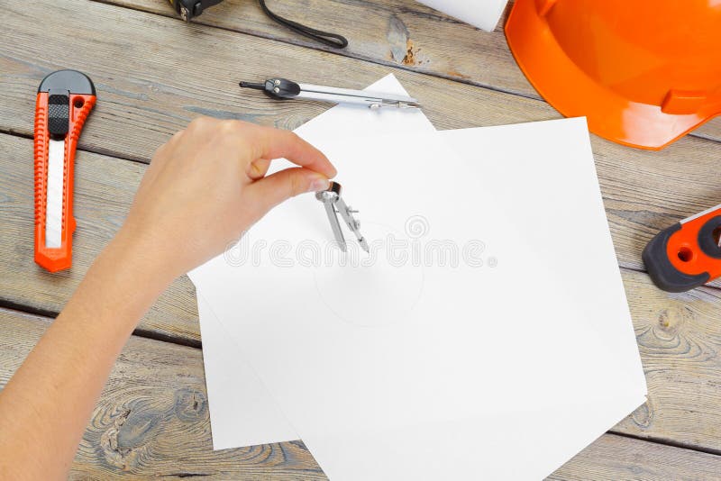 Architectural Project in Progress. Engineering Concept Stock Photo ...