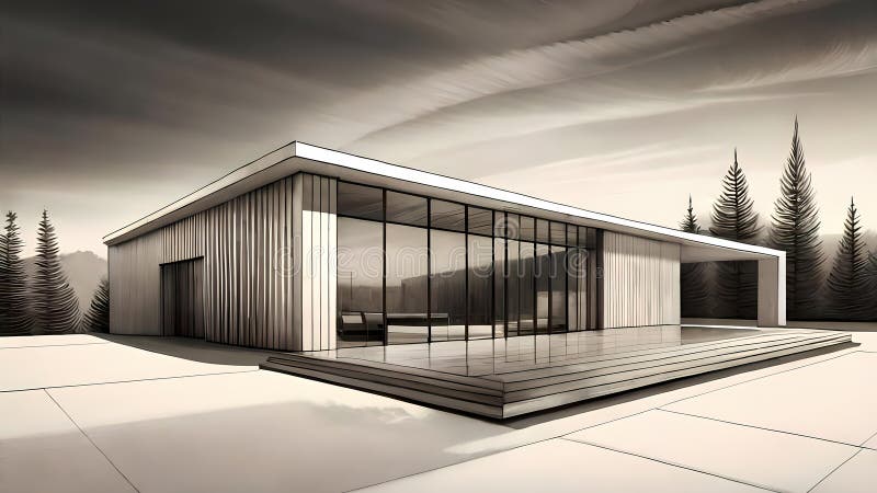 Architectural Project Style Minimal Contemporary Villa Stock ...