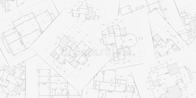 Architectural Project on a White Sheet of Paper .Technical Drawing ...