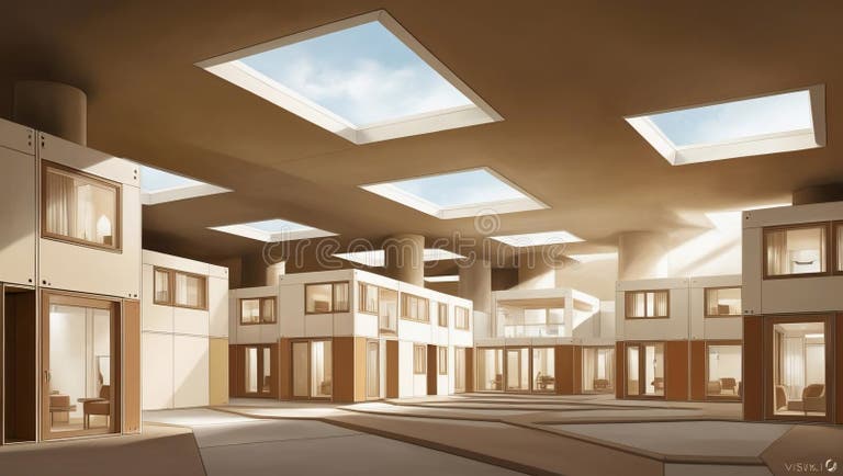 Architectural Render of a Modern Modular Building Complex Stock ...