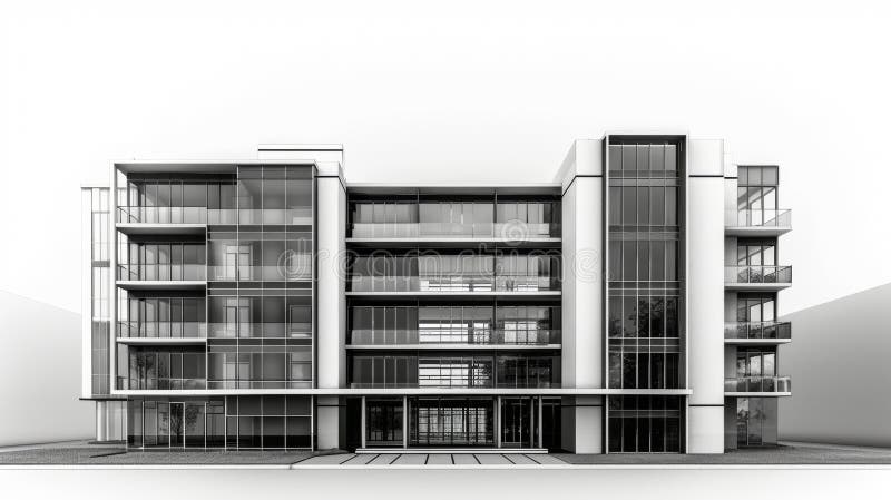 Architectural Rendering of a Contemporary Apartment Building with ...