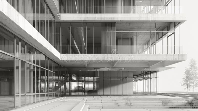 Architectural Rendering of a Contemporary Apartment Building with ... Architectural Rendering of a Contemporary Apartment Building with ...