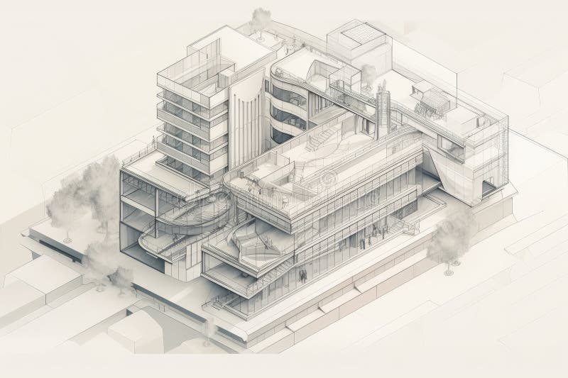 Architectural Rendering of Contemporary Building, with Isometric and ... Architectural Rendering of Contemporary Building, with Isometric and ...