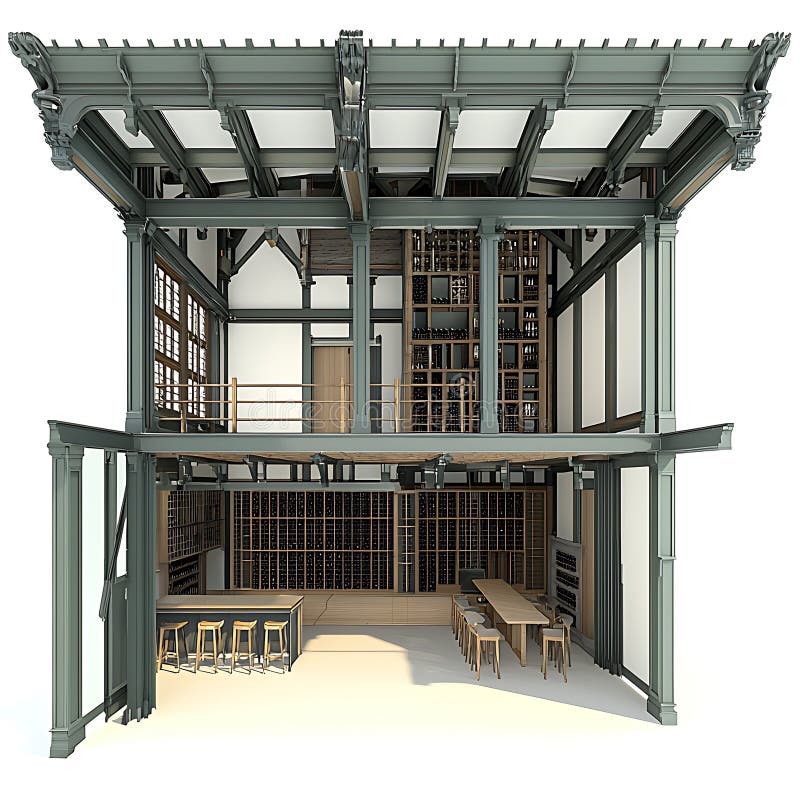 Architectural Rendering CrossSection View of a Modern Wine Cellar this ...