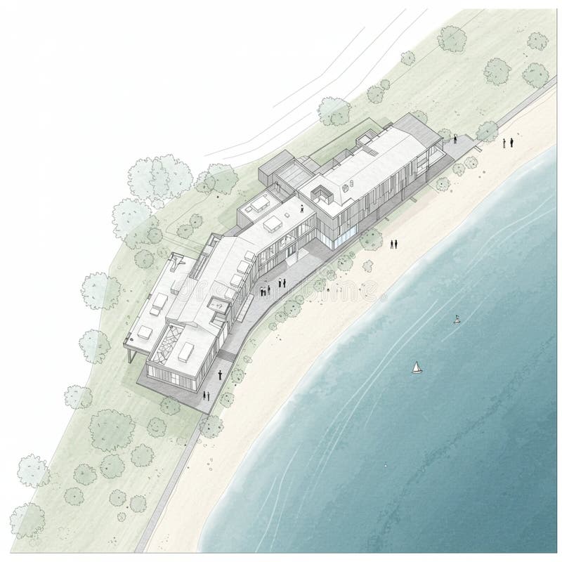 Architectural Rendering Depicting a Modern, Rectangular Building Along ...