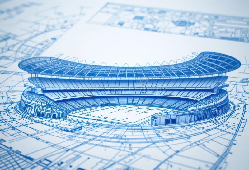An Architectural Rendering Depicting the Stadium Design with Detailed ...