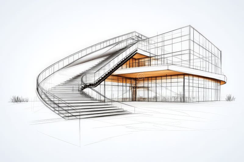 Architectural Rendering of Futuristic Modern Building Glass Exterior ...