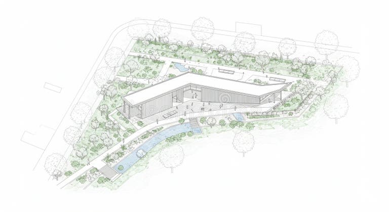Architectural Rendering of a Modern, Angular Building Set within a ...