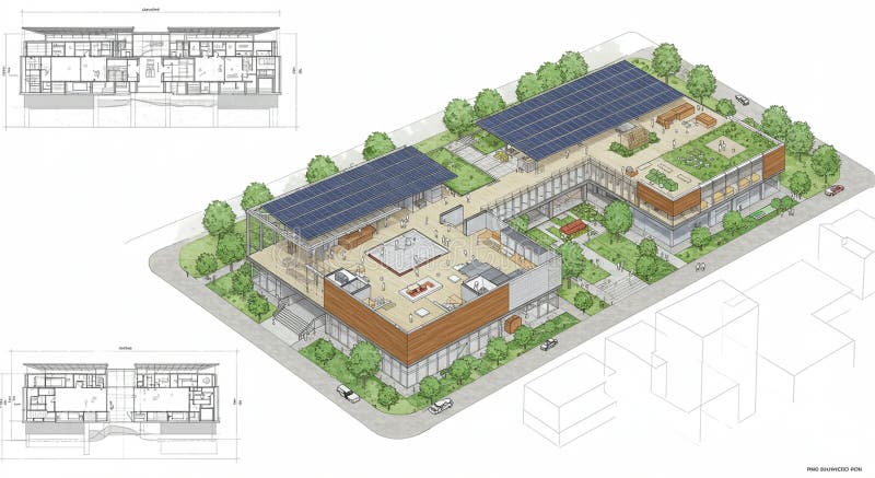 Architectural Rendering of a Modern Building Complex. Features a ...