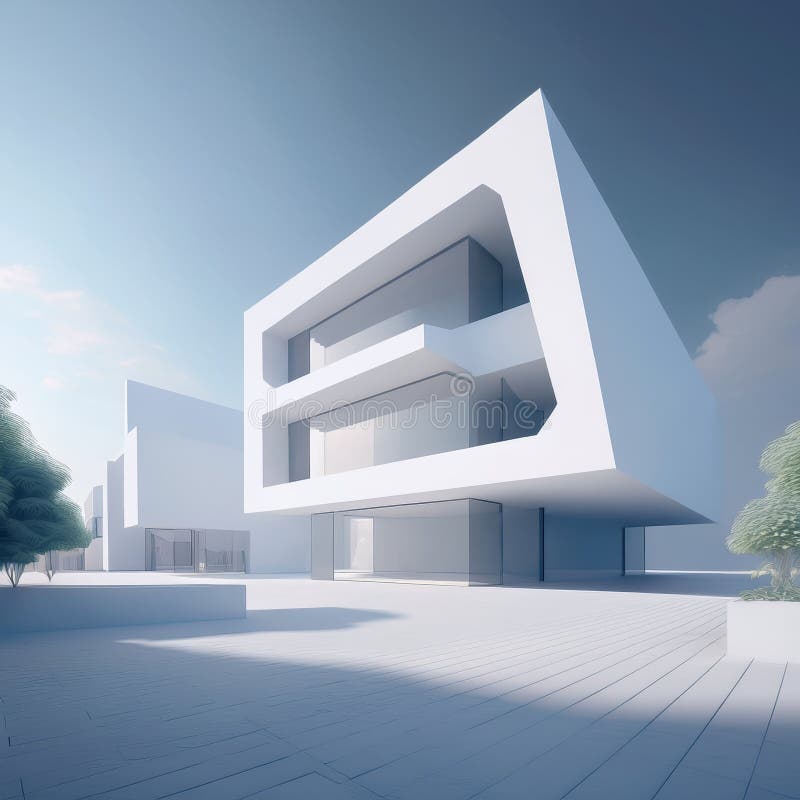Architectural Rendering of a Modern Building in a Simple and Clean ...