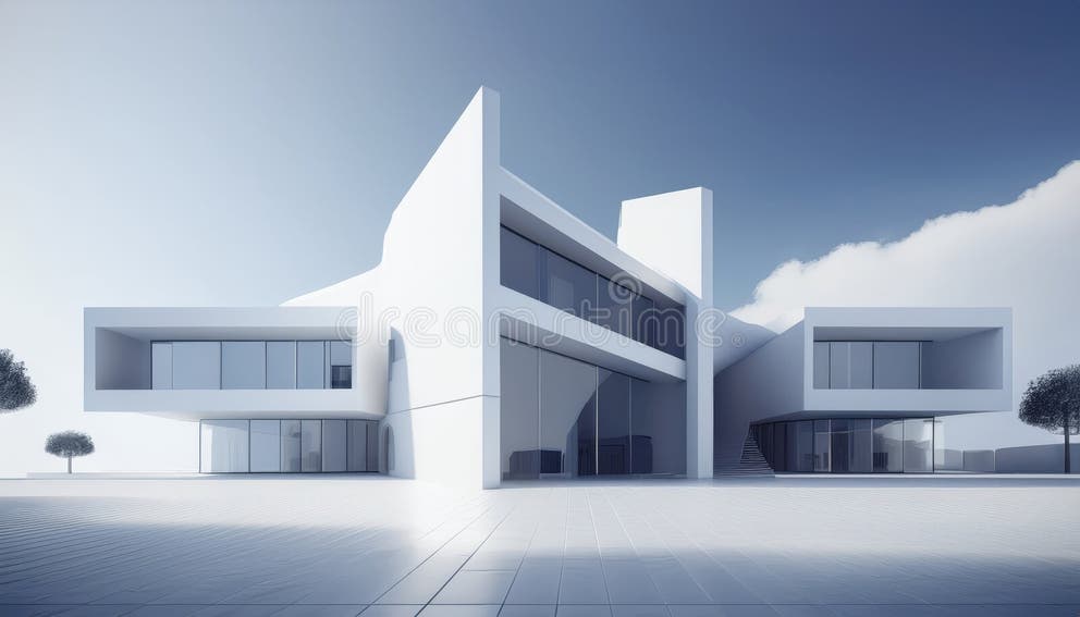 Architectural Rendering of a Modern Building in a Simple and Clean ...