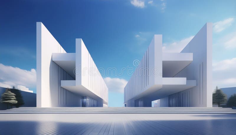 Architectural Rendering of a Modern Building in a Simple and Clean ...